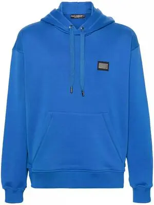 Dolce & Gabbana Logo-plaque Cotton Hoodie - Blue