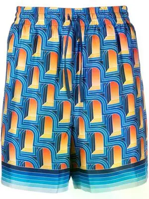 Casablanca L'arche De Nuit Silk Shorts - Blue