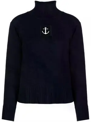 JIL SANDER Logo-patch High-neck Jumper - Blue