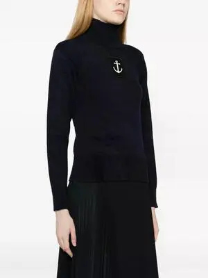 JIL SANDER Logo-patch High-neck Jumper - Blue