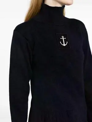 JIL SANDER Logo-patch High-neck Jumper - Blue