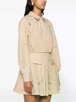 SELF-PORTRAIT Crystal-embellished Cropped Shirt