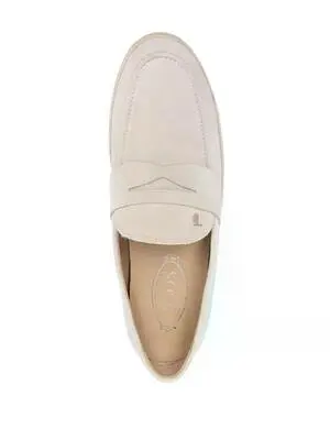 TOD'S Penny Slot Suede Loafers - Neutrals