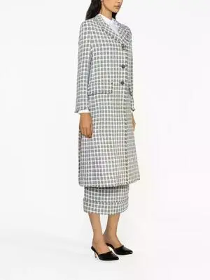 Thom Browne Check-pattern Tweed Coat - Grey