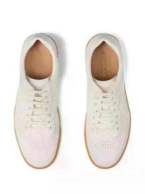 SCAROSSO Suede Sneakers With Perforated Toe Box And Lace-up Fastening - Neutrals