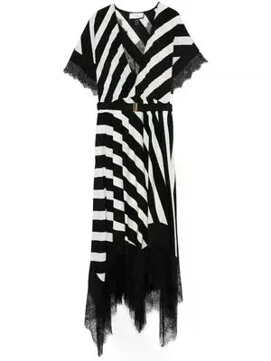 NISSA Striped Midi Dress - Black