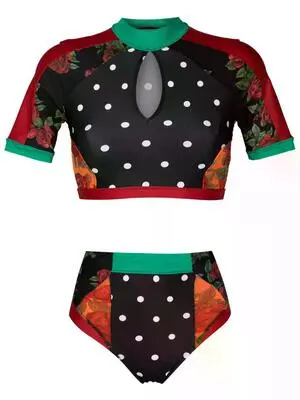 AMIR SLAMA Patchwork-design Bikini Set - Multicolour