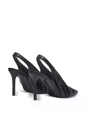 COURREGES Draped Faux Leather Slingbacks - Black