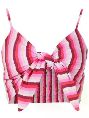 AMIR SLAMA Stripe-print Tied Crop Top - Pink