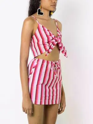 AMIR SLAMA Stripe-print Tied Crop Top
