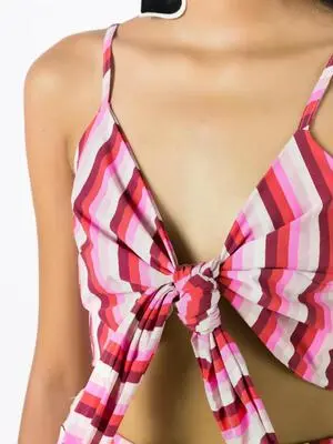 AMIR SLAMA Stripe-print Tied Crop Top