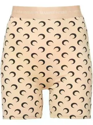 MARINE SERRE Moon-print High-waisted Shorts - Neutrals