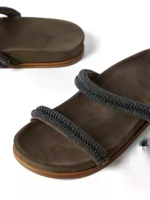 Brunello Cucinelli Beaded Suede Sandals