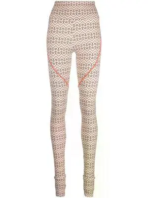 Patrizia Pepe Monogram-print Leggings - Neutrals