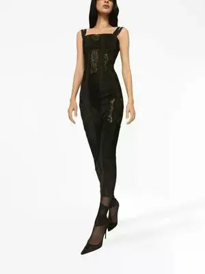 Dolce & Gabbana Lace-embellished Square Neck Midi Dress
