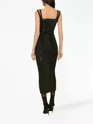 Dolce & Gabbana Lace-embellished Square Neck Midi Dress