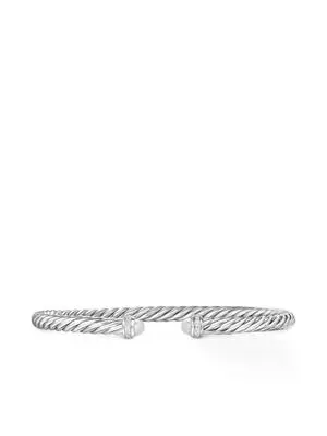 David Yurman Sterling Cablespira Pearl And Diamond Bracelet - Silver