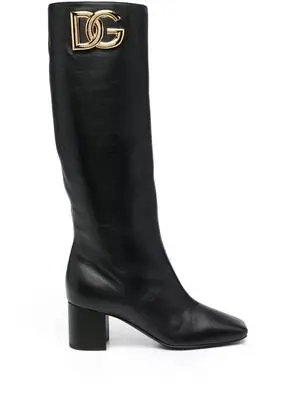 Dolce & Gabbana Jackie 60mm Logo-plaque Leather Boots