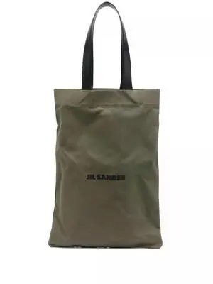 JIL SANDER Logo-print Cotton Tote Bag - Green