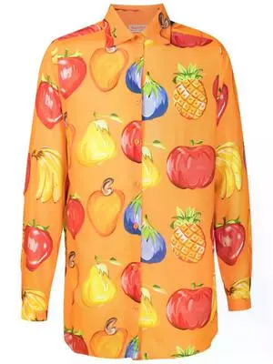 AMIR SLAMA Fruit Print Button-up Shirt