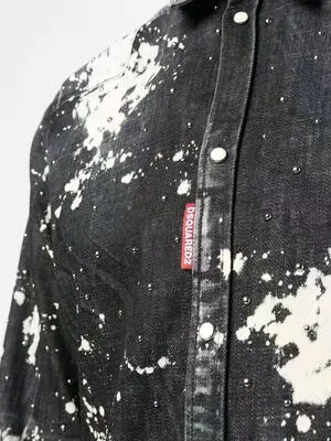 Dsquared2 Studded Bleach-effect Denim Shirt