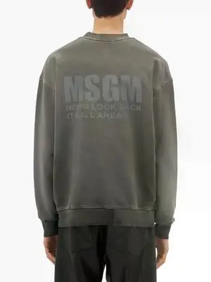 MSGM Logo-print Cotton Sweatshirt - Grey