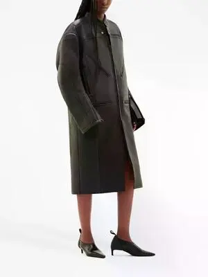 COURREGES Logo-debossed Leather Coat