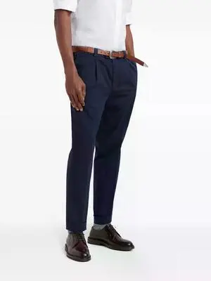 Brunello Cucinelli Tapered Cotton Trousers - Blue