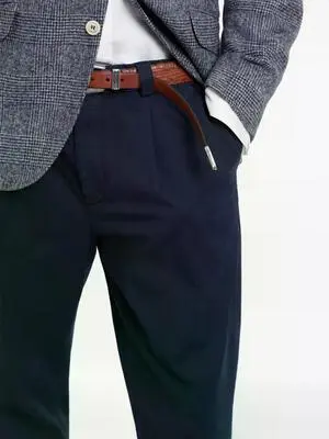 Brunello Cucinelli Tapered Cotton Trousers - Blue