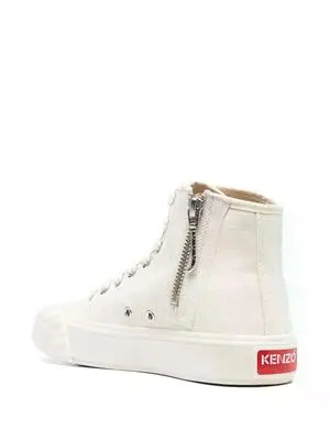 Kenzo Embroidered-logo High-top Sneakers - Neutrals