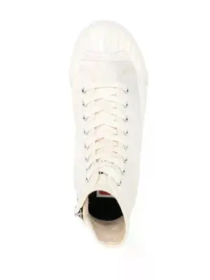 Kenzo Embroidered-logo High-top Sneakers - Neutrals