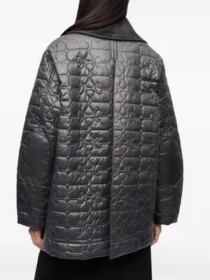 GANNI Logo-quilted Corduroy-collar Jacket - Grey