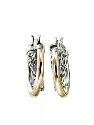 John Hardy 14kt Gold Jh Essential Crossover Hoop Earrings - Silver