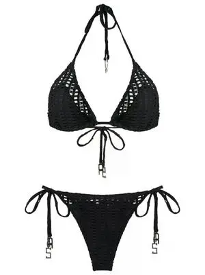 AMIR SLAMA Open-knit Triangle Bikini Set - Black