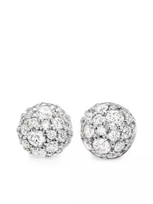 David Yurman 18kt Yellow Gold Petite Pavé Diamond Stud Earrings - Silver