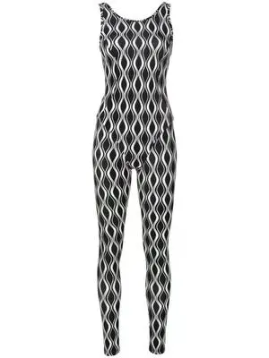 AMIR SLAMA Graphic-print Cut-out Jumpsuit - Black