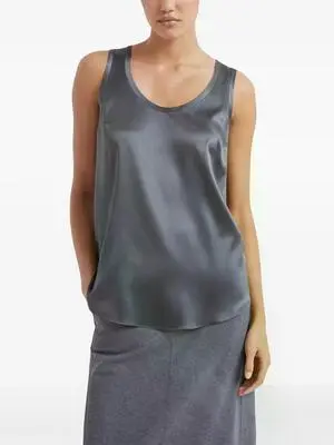 Brunello Cucinelli Sleeveless Silk Top - Grey