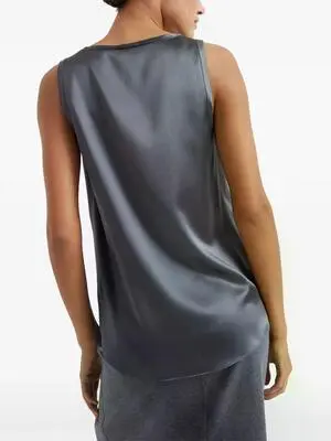 Brunello Cucinelli Sleeveless Silk Top - Grey