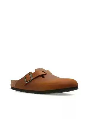BIRKENSTOCK Boston Nubuck Leather Mules - Brown