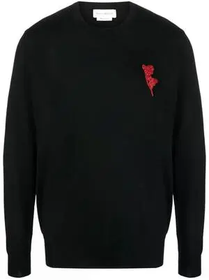 Alexander McQueen Beaded Floral Motif Wool Jumper