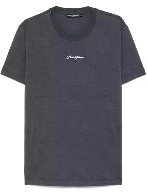 Dolce & Gabbana Logo-embroidered Cotton T-shirt - Grey