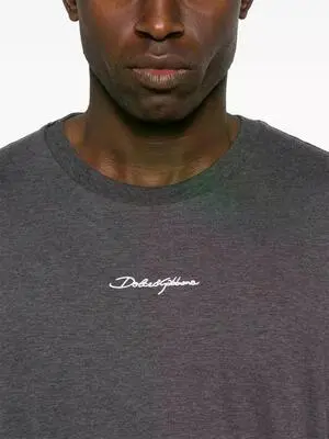 Dolce & Gabbana Logo-embroidered Cotton T-shirt - Grey