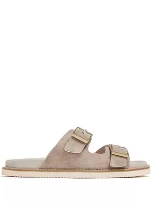 Brunello Cucinelli Buckled Suede Sandals - Neutrals