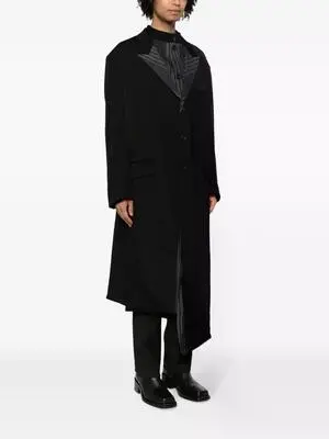 Yohji Yamamoto Asymmetric Striped-lining Wool Coat