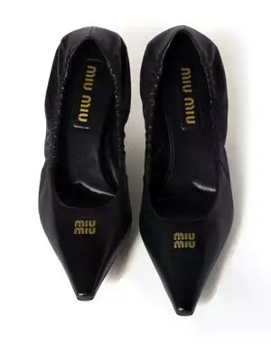 Miu Miu Leather Kitten Heel Pumps - Black