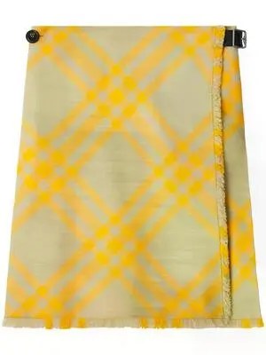 Burberry Check-pattern Frayed Kilt - Green