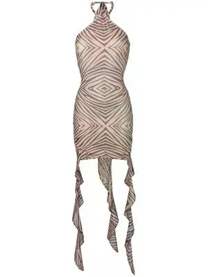 AMIR SLAMA Geometric Animal-pattern Mini Dress