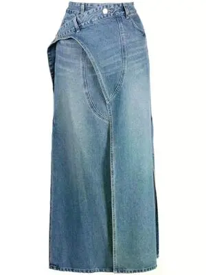 SYSTEM Logo-patch Cotton Denim Skirt
