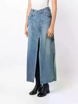 SYSTEM Logo-patch Cotton Denim Skirt