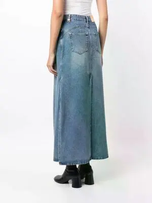 SYSTEM Logo-patch Cotton Denim Skirt